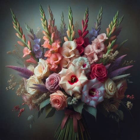 Buchet cu 11 Gladiole și 5 Trandafiri Multicolori Florarie Online