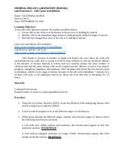 Lab Exercise 4 Cell Cycle And Mitosis Docx GENERAL BIOLOGY LABORATORY BIO010L Lab Exercise