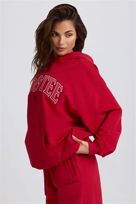 Oversized Hoodie In Hot Red Oh Polly Au
