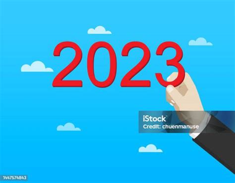 2023년 번호를 가진 사업가 손 비즈니스 목표 성공 2023년 새해 투자 목표 마케팅 과제 재무 전략 목적 달성 초점 아이디어 기업 커뮤니케이션 개념 2023년에 대한