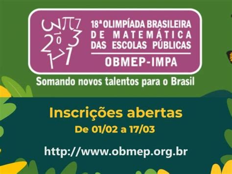 Inscrições da ª Olimpíada Brasileira de Matemática seguem até o dia de março JD Notícias