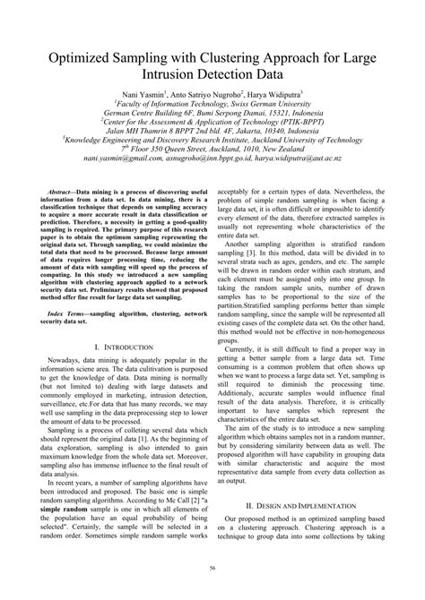 pdf optimized sampling with clustering approach for large intrusion