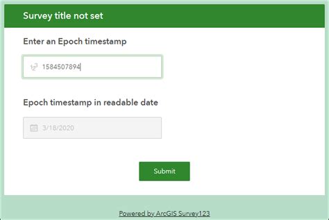 How To Display Dates Based On An Epoch Value In An Arcgis Survey123