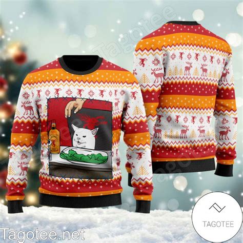 Fireball Whisky Cat Meme Ugly Christmas Sweater Tagotee