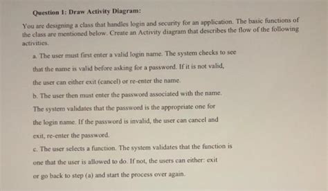 Solved Question 1 Draw Activity Diagram You Are Designing