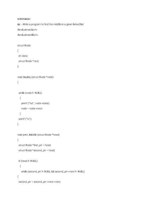 Dsa405 Dsa Shreyansh Q1 Write A Program To Find The Middle In A
