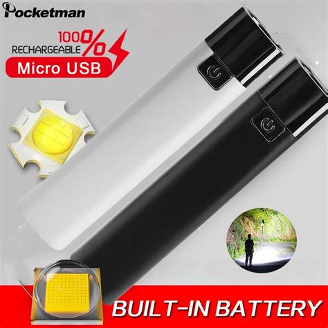 55000 Lm 슈퍼 밝은 미니 Led 손전등 Usb 충전식 토치 내장 배터리 수 보조베터리 적합 캠핑 티몬