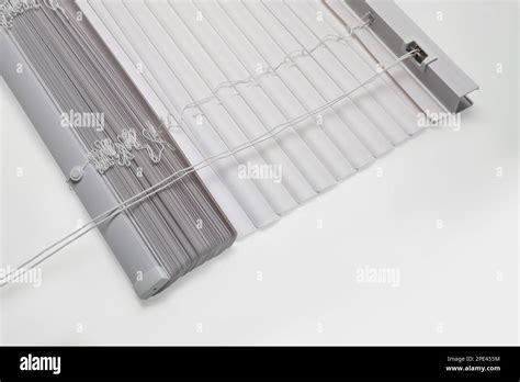 Stylish Horizontal Window Blinds On White Background Above View Stock Photo Alamy