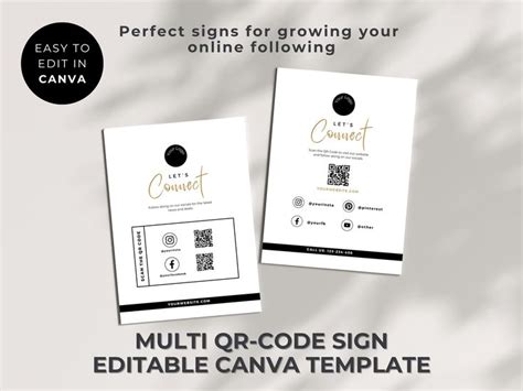 Qr Code Social Media Sign Template Scan To Connect Sign Diy Editable Qr