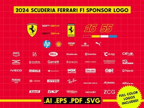 2024 Scuderia Ferrari F1 Sponsor Logo Instant Digital Download Editable