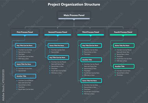 Vector De Stock Modern Infographic For Project Or Organization Structure Dark Version Simple