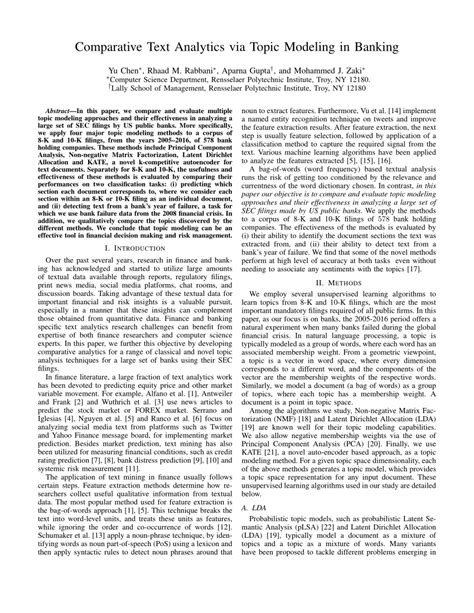 pdf comparative text analytics via topic modeling in banking