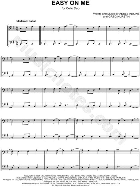 Adele Easy On Me Cello Duet Sheet Music In G Major Download