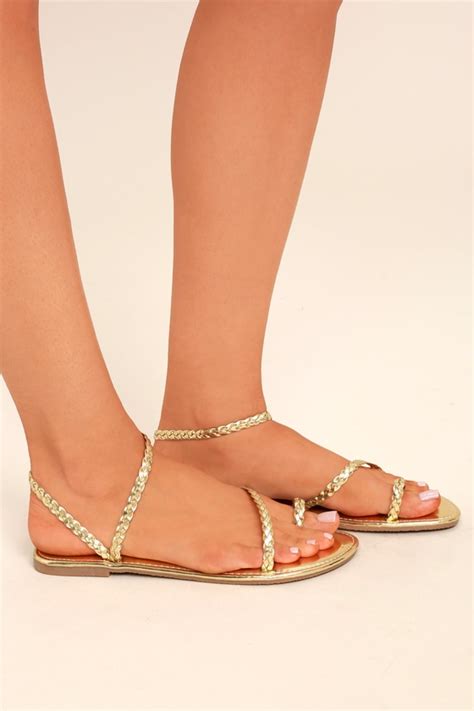 Boho Sandals Gold Sandals Flat Sandals Toe Loop Sandals 1700