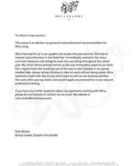 Alina Jeng Recommendation Letters