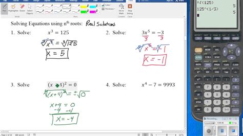 Solving Simple Equations Using Nth Roots Youtube