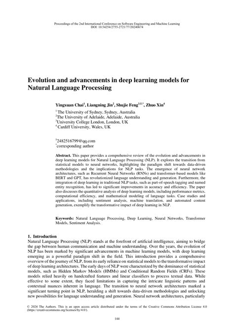 Pdf Evolution And Advancements In Deep Learning Models For Natural
