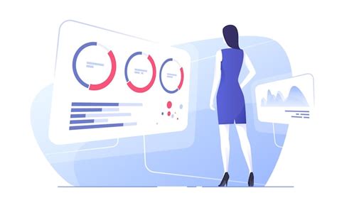 Premium Vector Vector Illustration Of A Businesswoman Analyzing Data