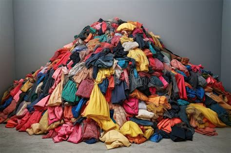 Massive Pile Of Colorful Clothes Trendy Garments Overflow Storage