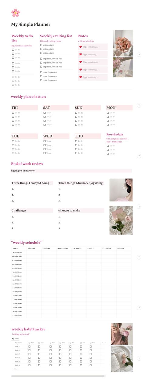 Simple Planner Notion Template Everyday Planner R Notioncreations
