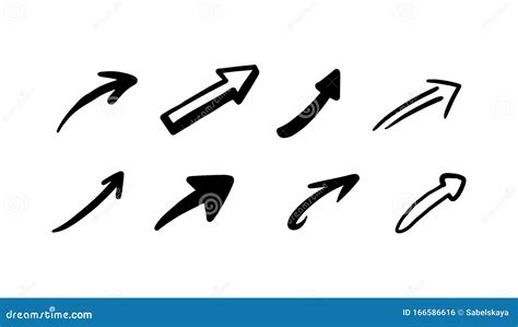Hand Drawn Doodle Arrows Black Icons Set Sketch Vector Illustration Isolated Stock Vector