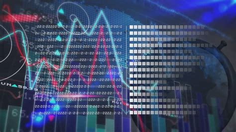 animation of graph and data processing over clock and world map stock