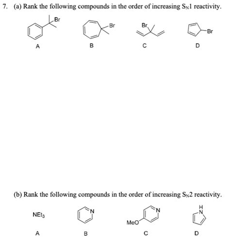 Solved A Rank The Following Compounds In The Order Of