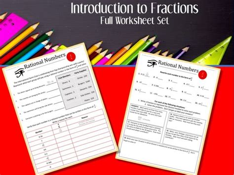 Introduction To FRACTIONS Full Worksheet Set Teaching Resources