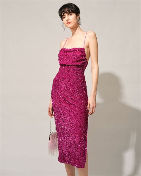 The Red Cowl Neck Sequin Maxi Dress And Reviews Rose Red Dresses Rihoas