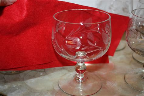 Etched Crystal Shrimp Cocktail Stemware Pattern Identification