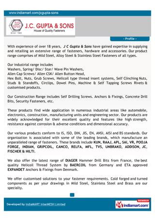 J C Gupta Sons Bengaluru Hardware And Accessories PDF