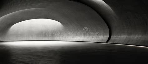 Abstract Architectural Interior Monochromatic Concrete Curves Stock Illustration Illustration