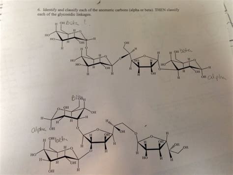 Solved 6 Identify And Classify Each Of The Anomeric Carbons