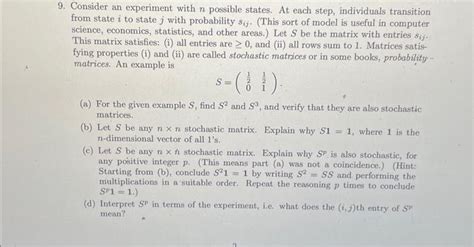 Solved Consider An Experiment With N Possible States At Chegg Com