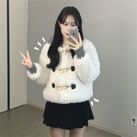 오버핏 양털 떡볶이 버튼 코트 자켓 에이블리