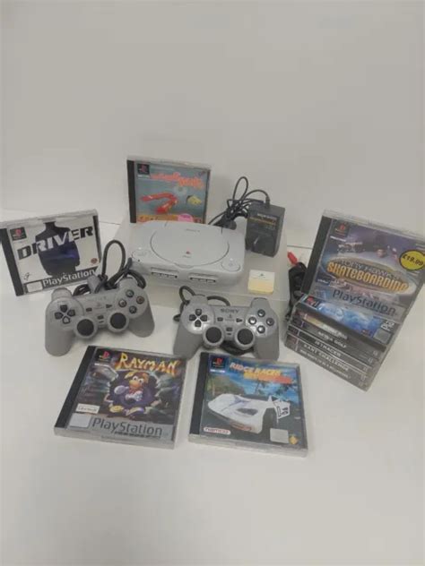 Sony Playstation One Slim Bundle Console 2 Controllers And 10 Games Clean