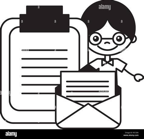 Boy Email Clipboard Document Report Vector Illustration Stock Vector
