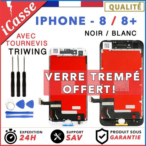 ECRAN LCD VITRE TACTILE SUR CHASSIS POUR IPHONE 8 OU 8 PLUS KIT