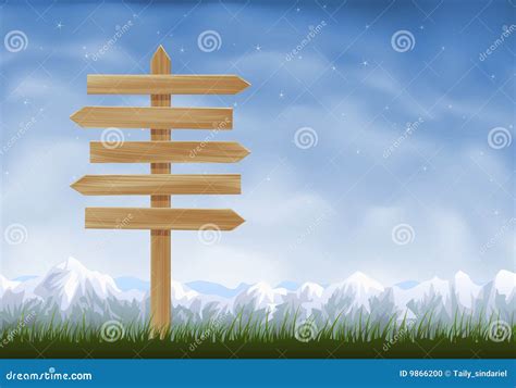 Wooden Arrows Sign Post Stock Vector Illustration Of Grassy 9866200