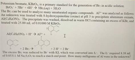 Solved Potassium Bromate Kbro3 Is A Primary Standard For The