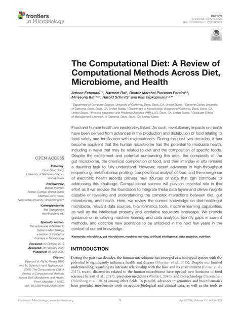 Pdf The Computational Diet A Review Of Computational Methods Across