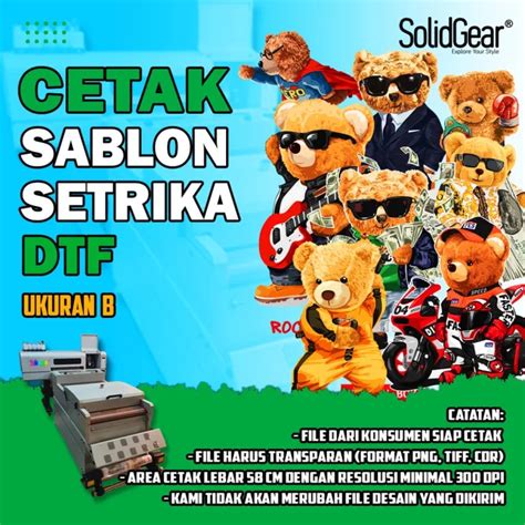 Sablon Setrika Dtf Siap Press Cetak Satuan Desain Bisa Custom Ukuran B
