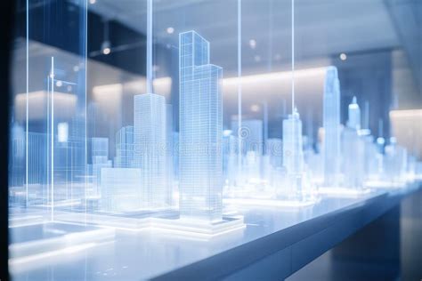 Futuristic Architectural Design Hub Showcasing Advanced City Model Concepts Stock Image Image