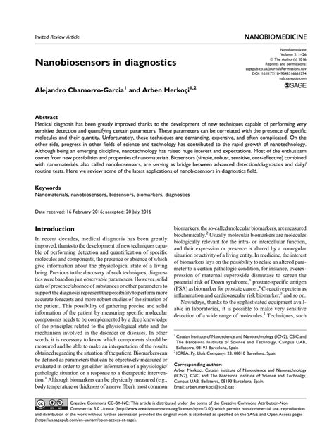 Pdf Nanobiosensors In Diagnostics
