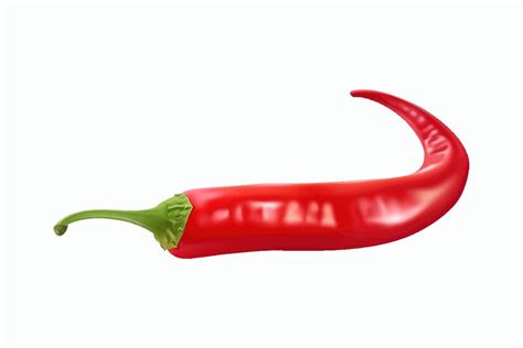 흰색 배경에 고립 된 녹색 줄기 벡터 현실적인 일러스트와 함께 붉은 칠리 고추 뜨거운 매운 식물 포드 파프리카 카이엔 흰색 배경 벡터 만화 그림에 격리 프리미엄 벡터