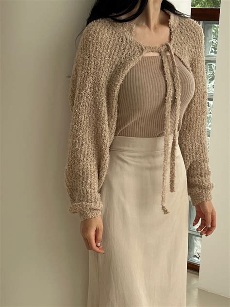 앞뒤 착용 크롭 니트 끈 볼레로 가디건﻿2 Co