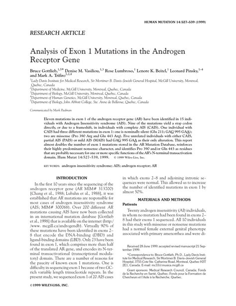 Pdf Analysis Of Exon 1 Mutations In The Androgen Receptor Gene