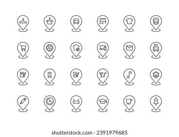 Collection Simple Map Pin Thin Line Stock Vector Royalty Free Shutterstock