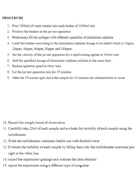 Procedure Jar Test Pdf