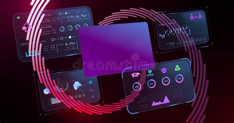 Displaying Data Analytics With Graphs Digital Dashboard In Futuristic Animation Design Stock